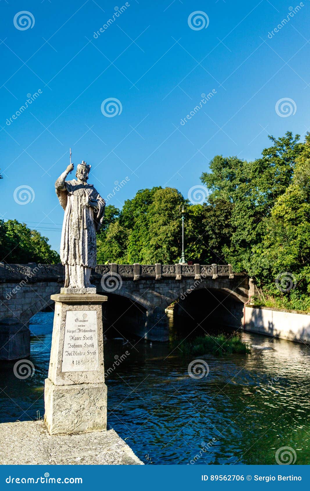 Statue of Ruler on Stone Platform Near River Stock Photo - Image of ...
