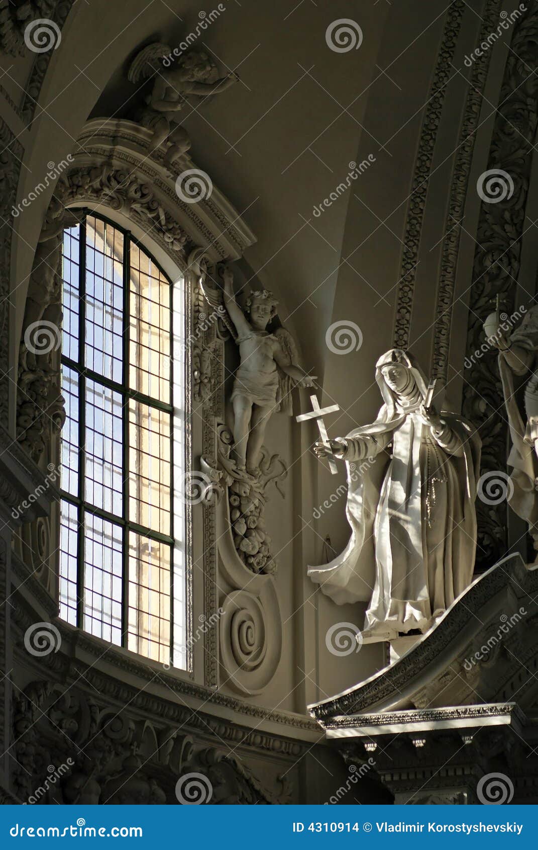 Statue of a Saint with a Cross Stock Photo - Image of germany ...