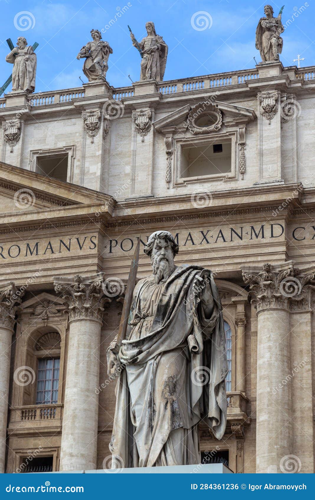 Statue of Saint Paul in Front of Saint Peter S Basilica, Vatican ...