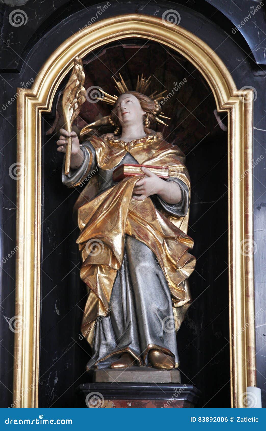 Statue of Saint, Sanctuary of St. Agatha in Schmerlenbach Stock Photo ...