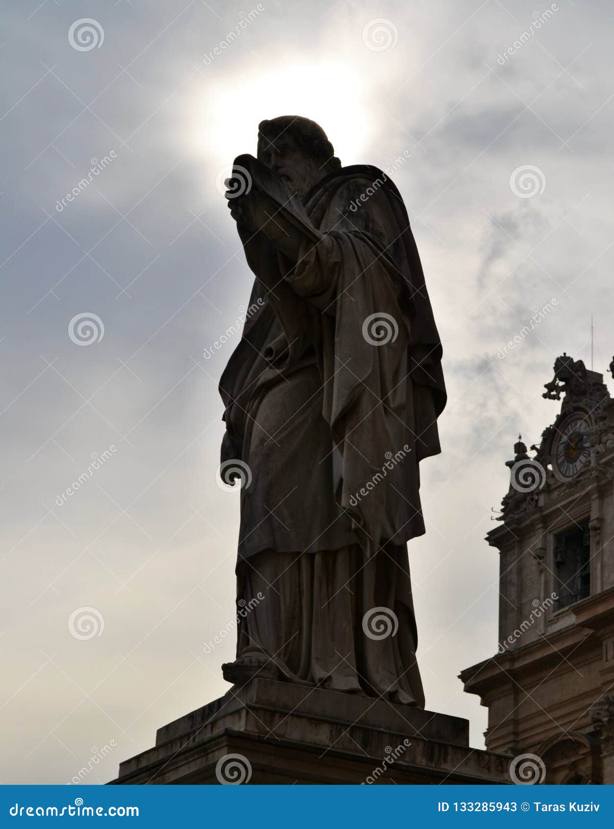 Statue of a Saint in the Sunlight Around the Head. Stock Image - Image ...