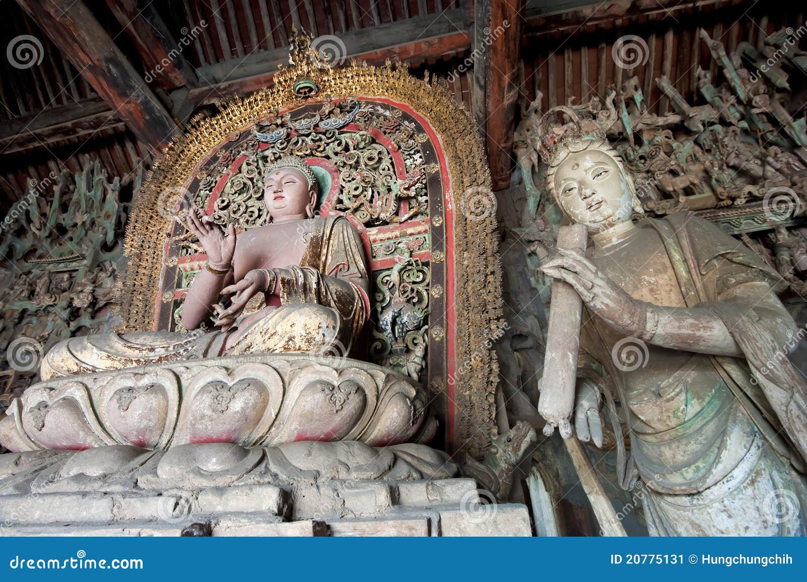 Statue of Sakyamuni Buddha and Female Bodhisattva Stock Image - Image ...