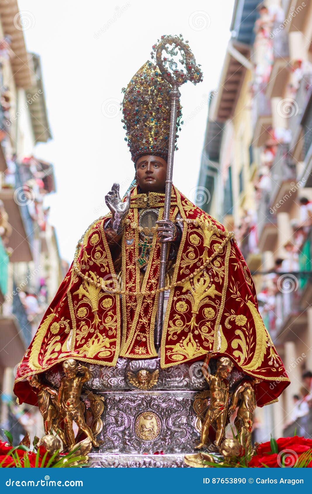 Statue of San Fermin in the Procession of July 7 in Pamplona, Navarra ...