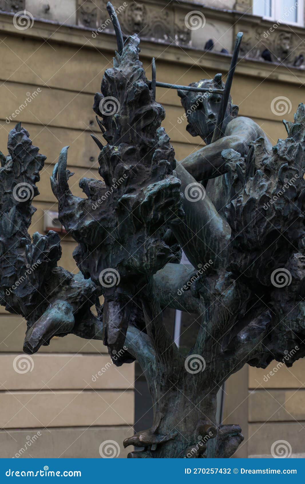 Statue of a Satyr with a Small Harp on a Tree Editorial Photography ...