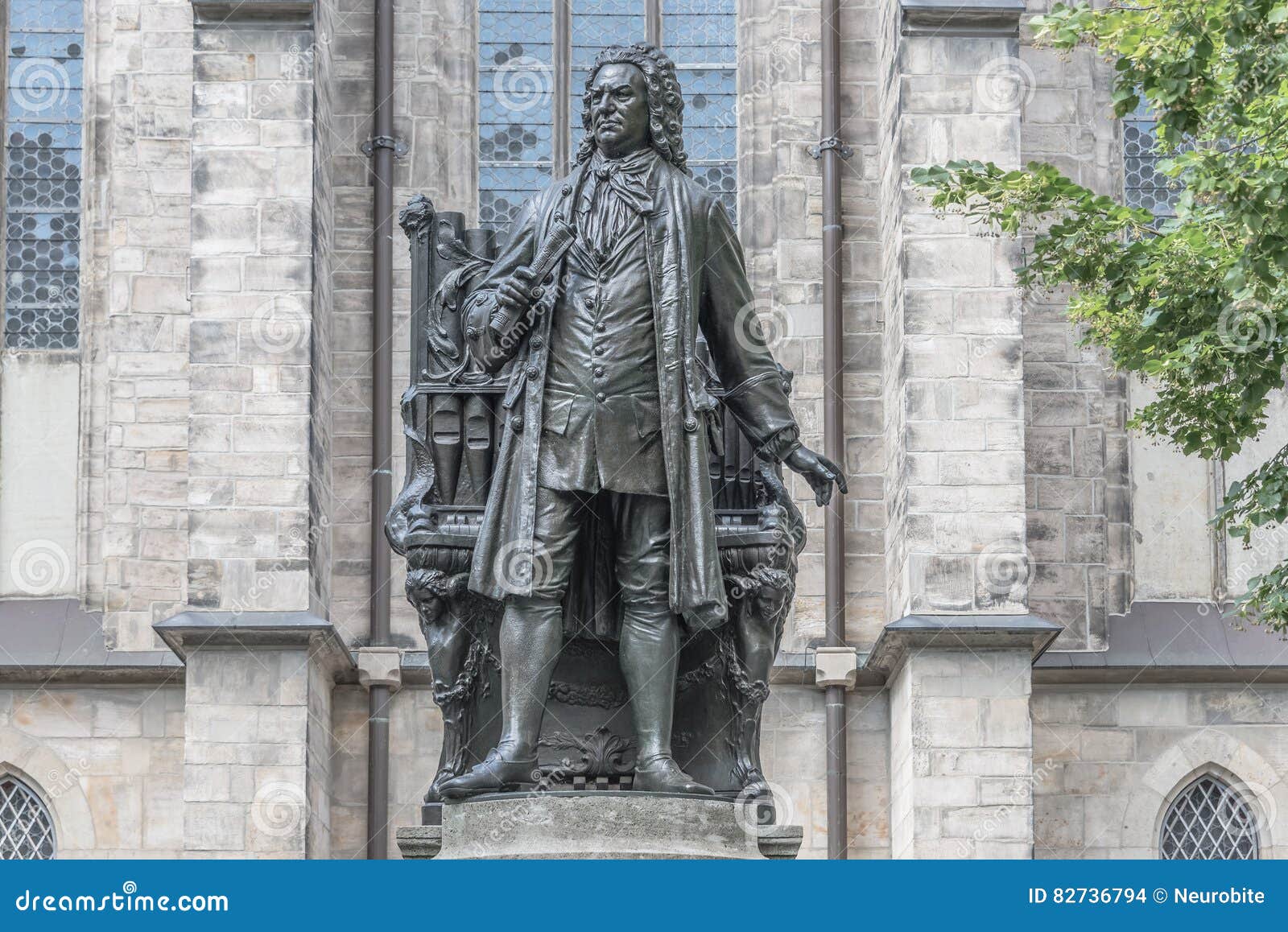 Statue of Sebastian Bach in Leipzig, Germany Stock Photo - Image of ...