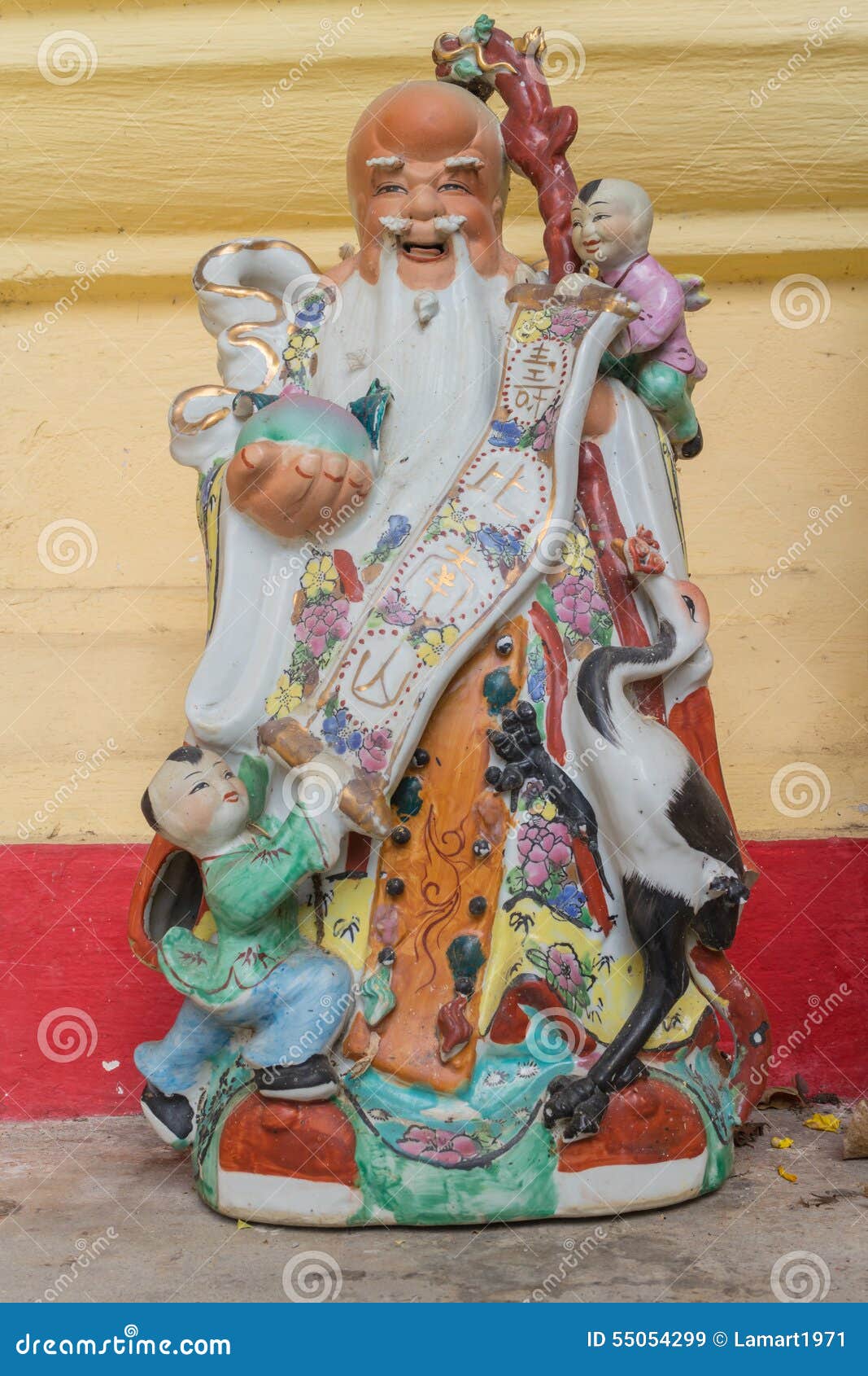 Statue of Shou the One of Fu Lu Shou Stock Image - Image of happiness ...