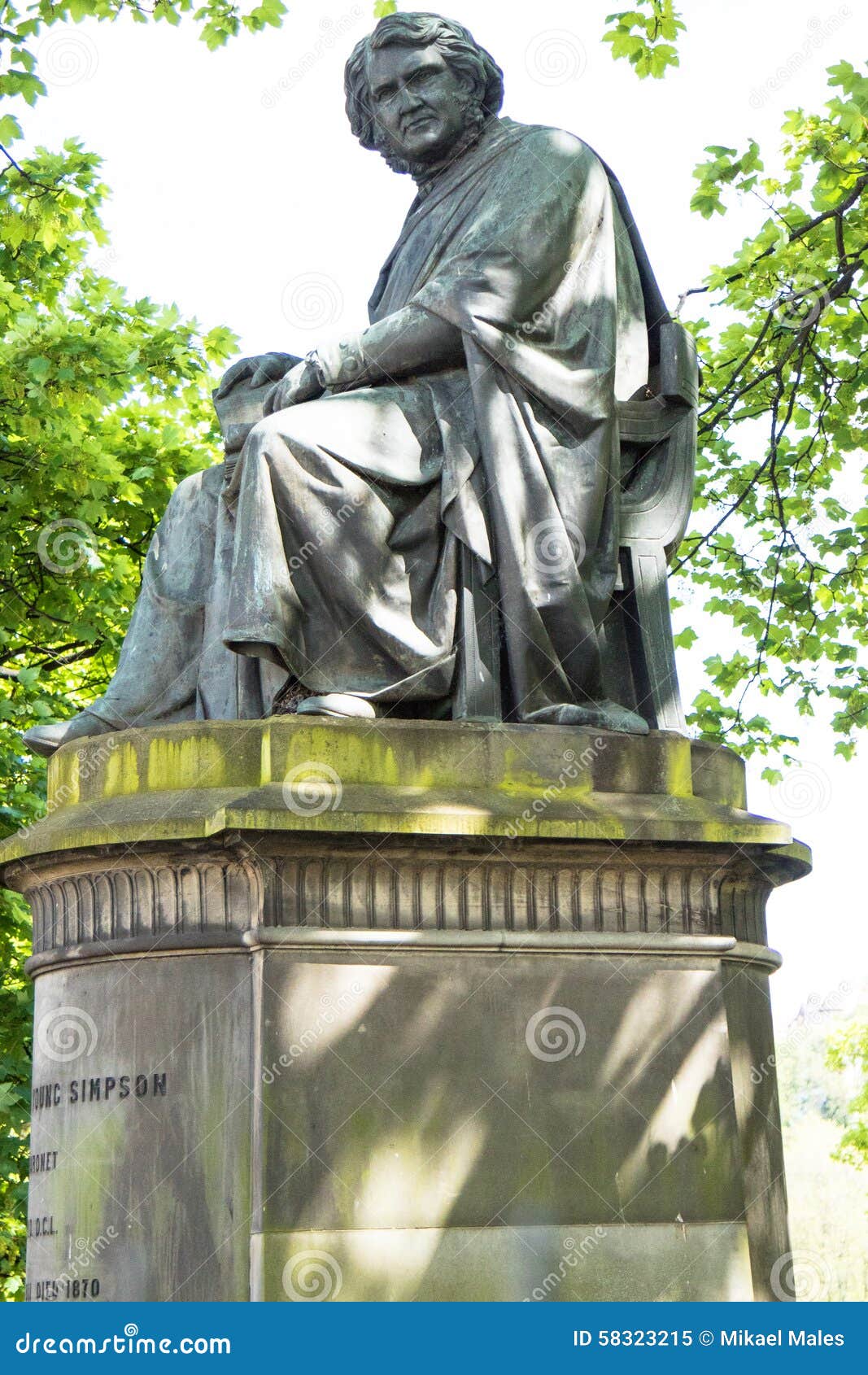 Statue of Simpson in Edinburgh Scotland Stock Image - Image of flag ...