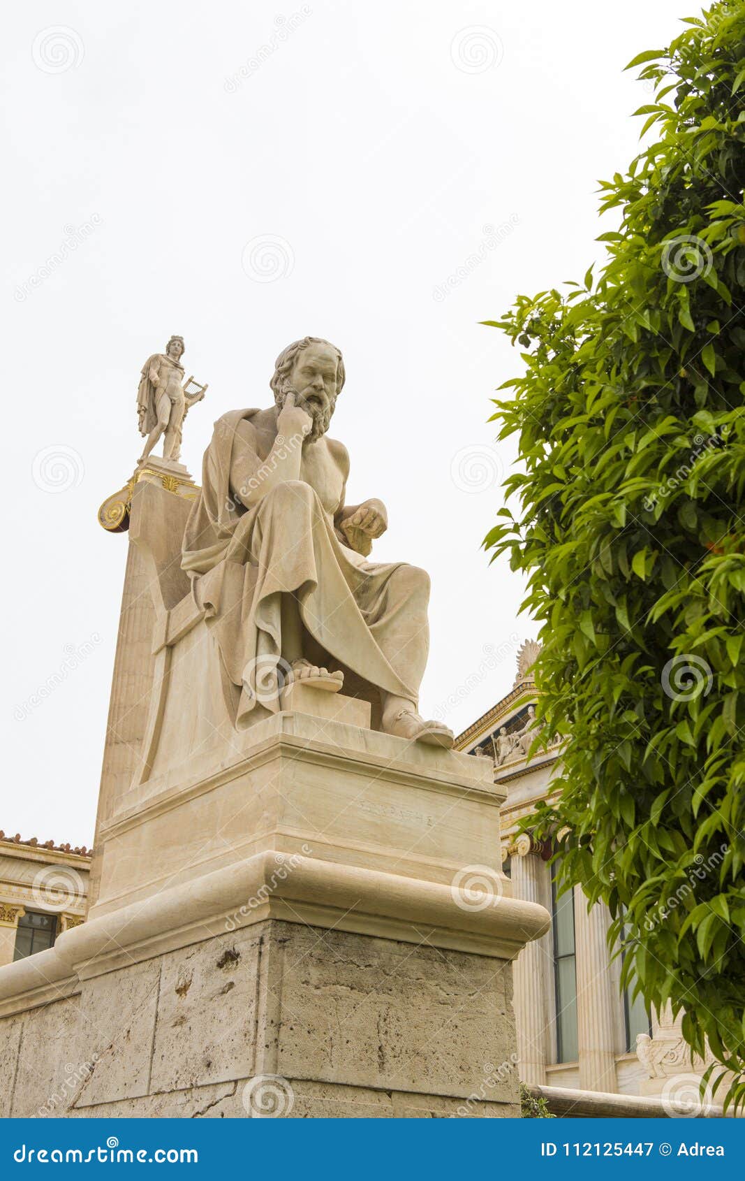 Statue of Socrates and Apollo Stock Image - Image of hermes, landmark ...
