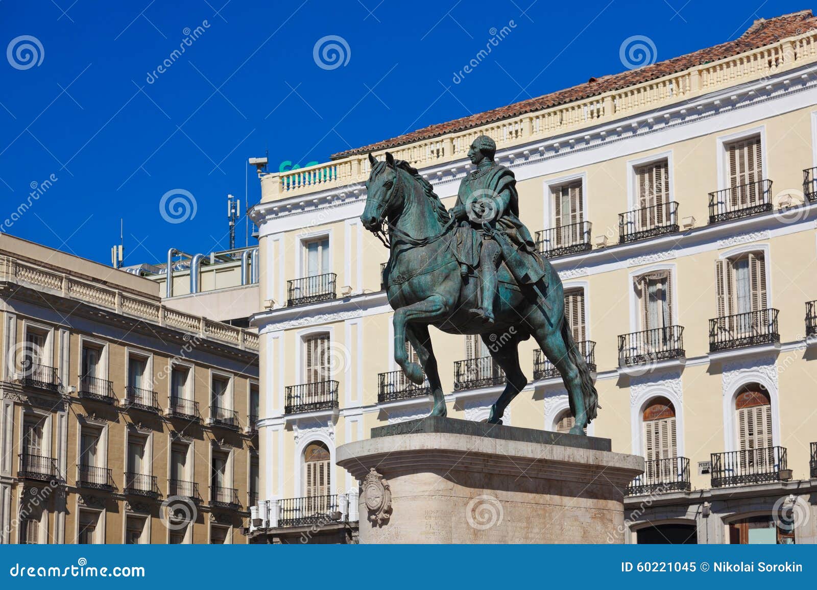 Statue on Sol Plaza in Madrid Spain Stock Image - Image of plaza ...