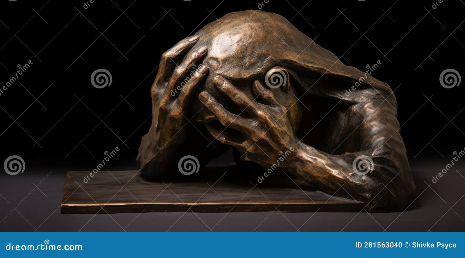A Statue Of Someones Head Sitting On Table Generative AI Stock ...