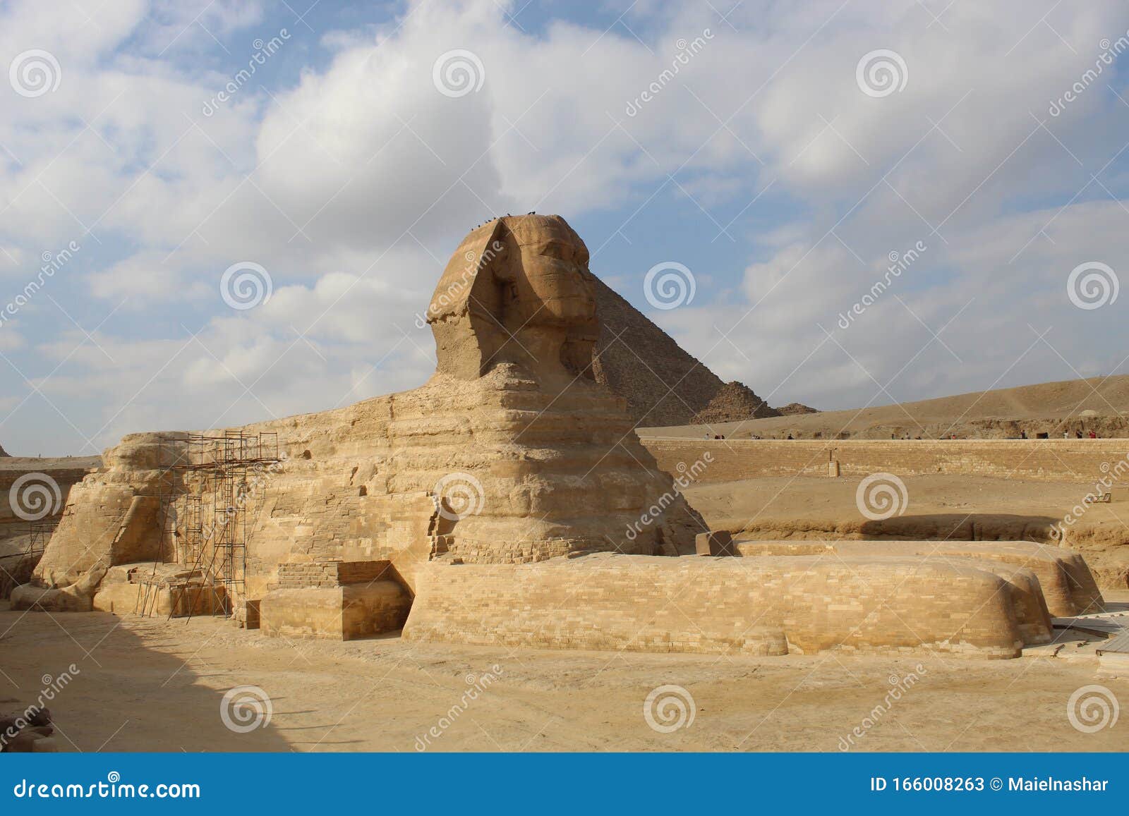 Sphinx and Pyramid in Cairo in Egypt. Stock Image - Image of wonders ...