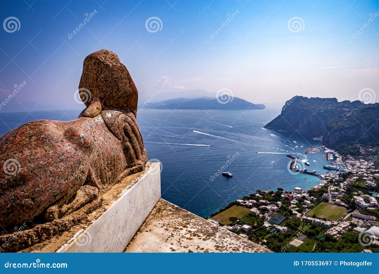 Statue of a Sphinx in Capri Island, Italy Stock Image - Image of island ...