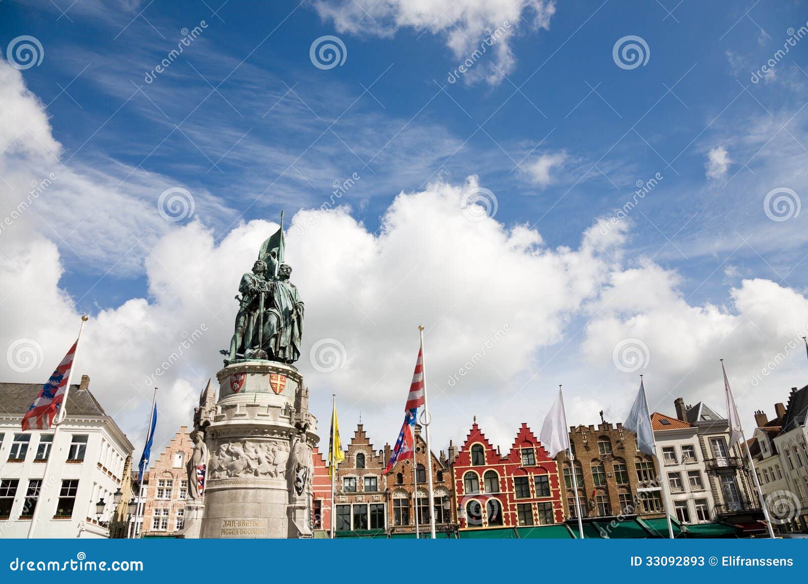 Statue in square, Bruges stock image. Image of building - 33092893