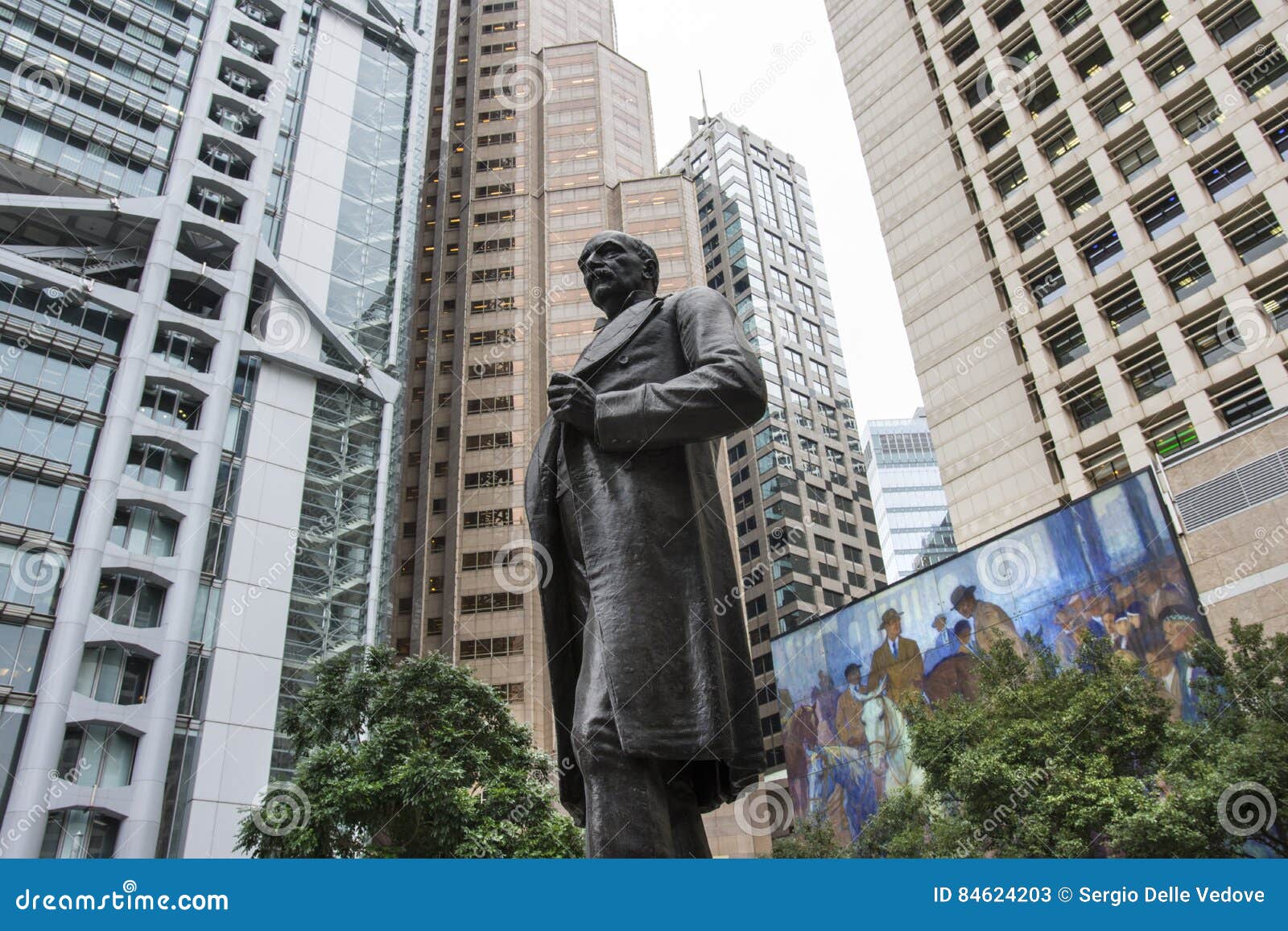 Statue square in Hong Kong editorial stock photo. Image of business ...