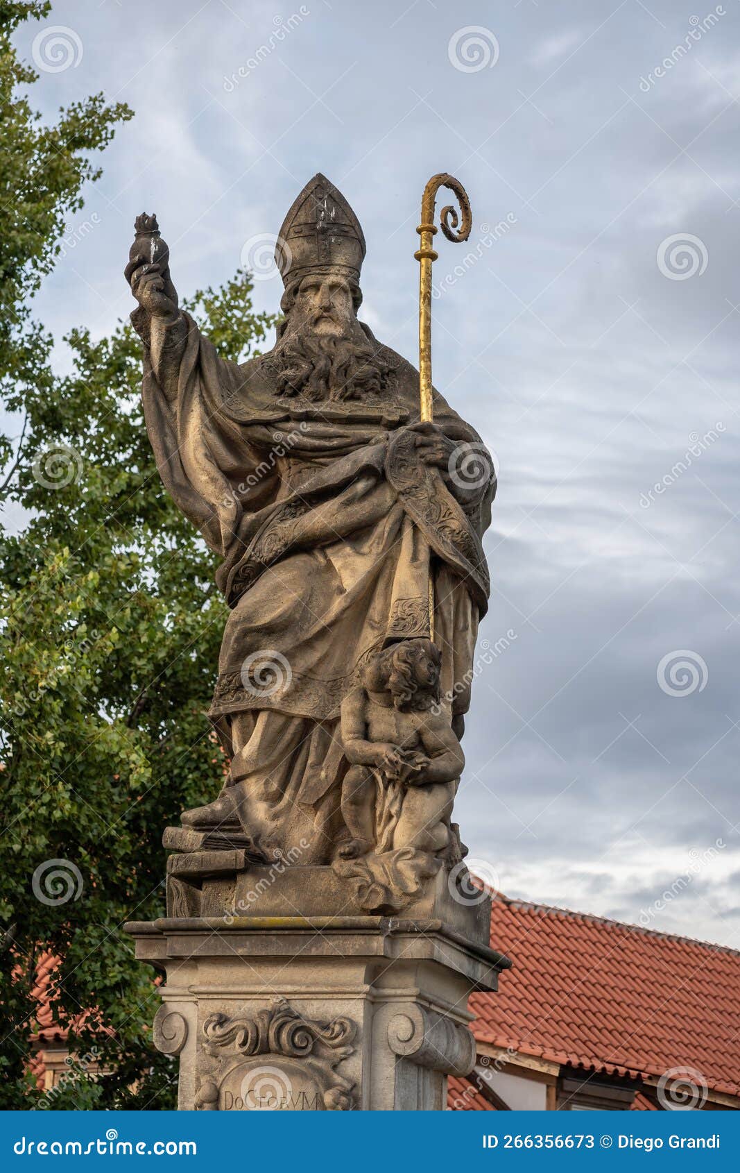 Statue of St. Augustine of Hippo at Charles Bridge - Prague, Czech ...