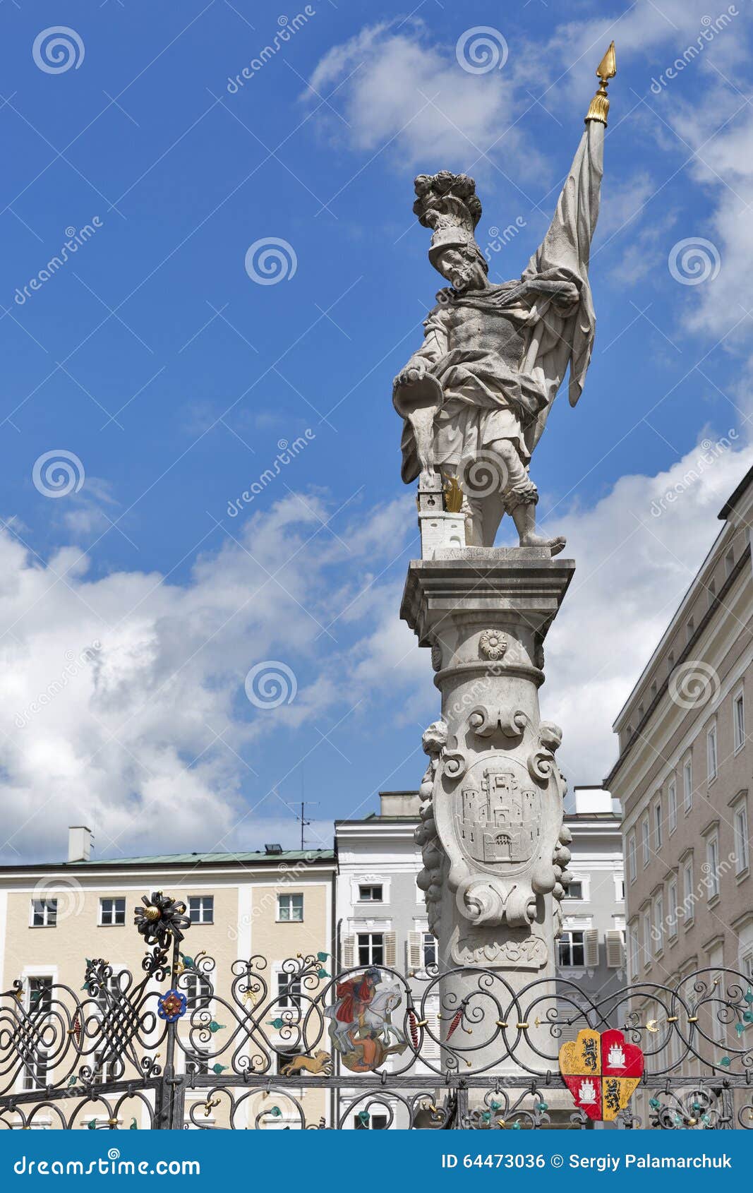 Statue of St. Florian in Salzburg, Austria. Stock Photo - Image of ...