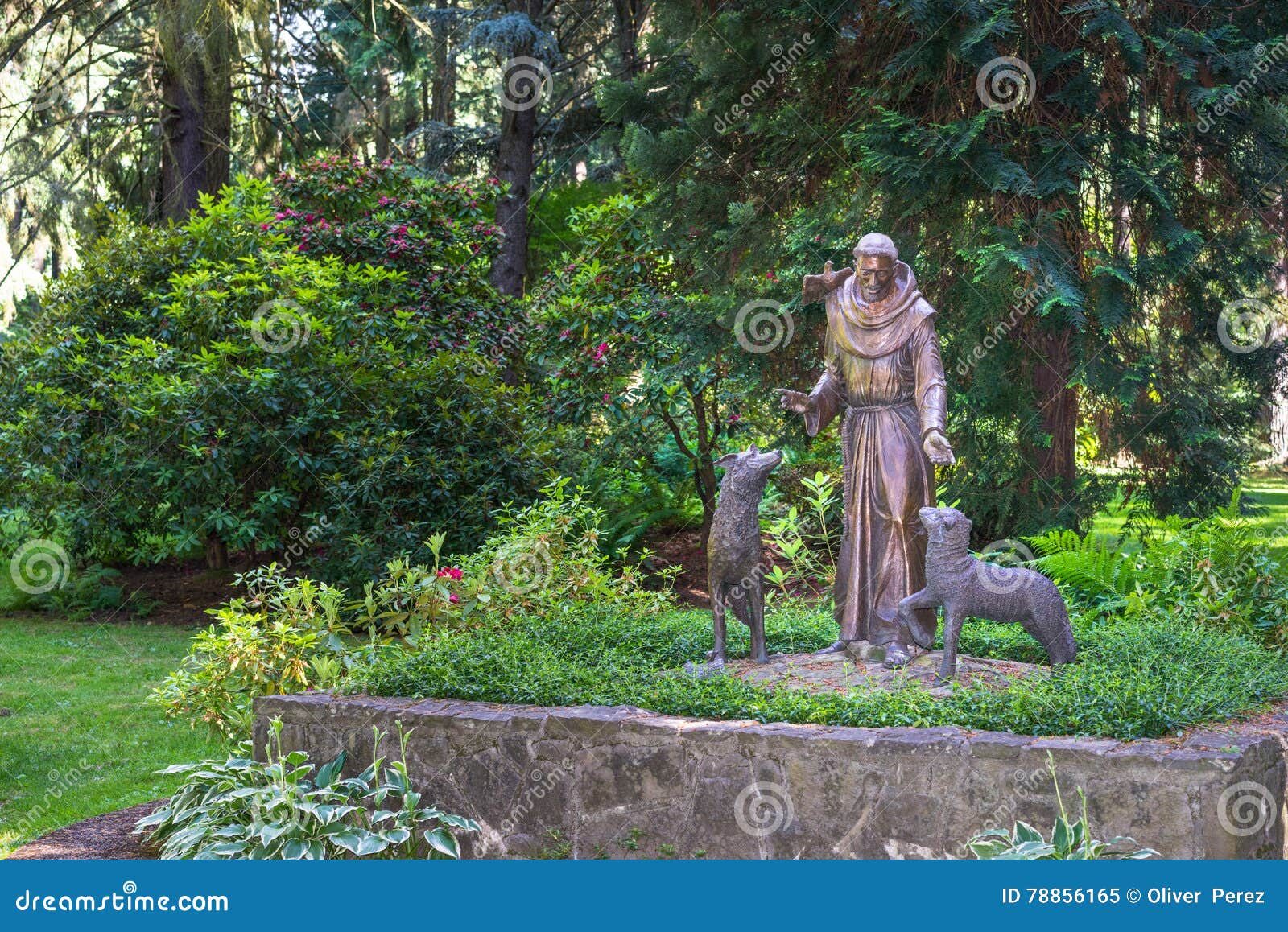 Statue of St. Francis stock image. Image of landscape - 78856165