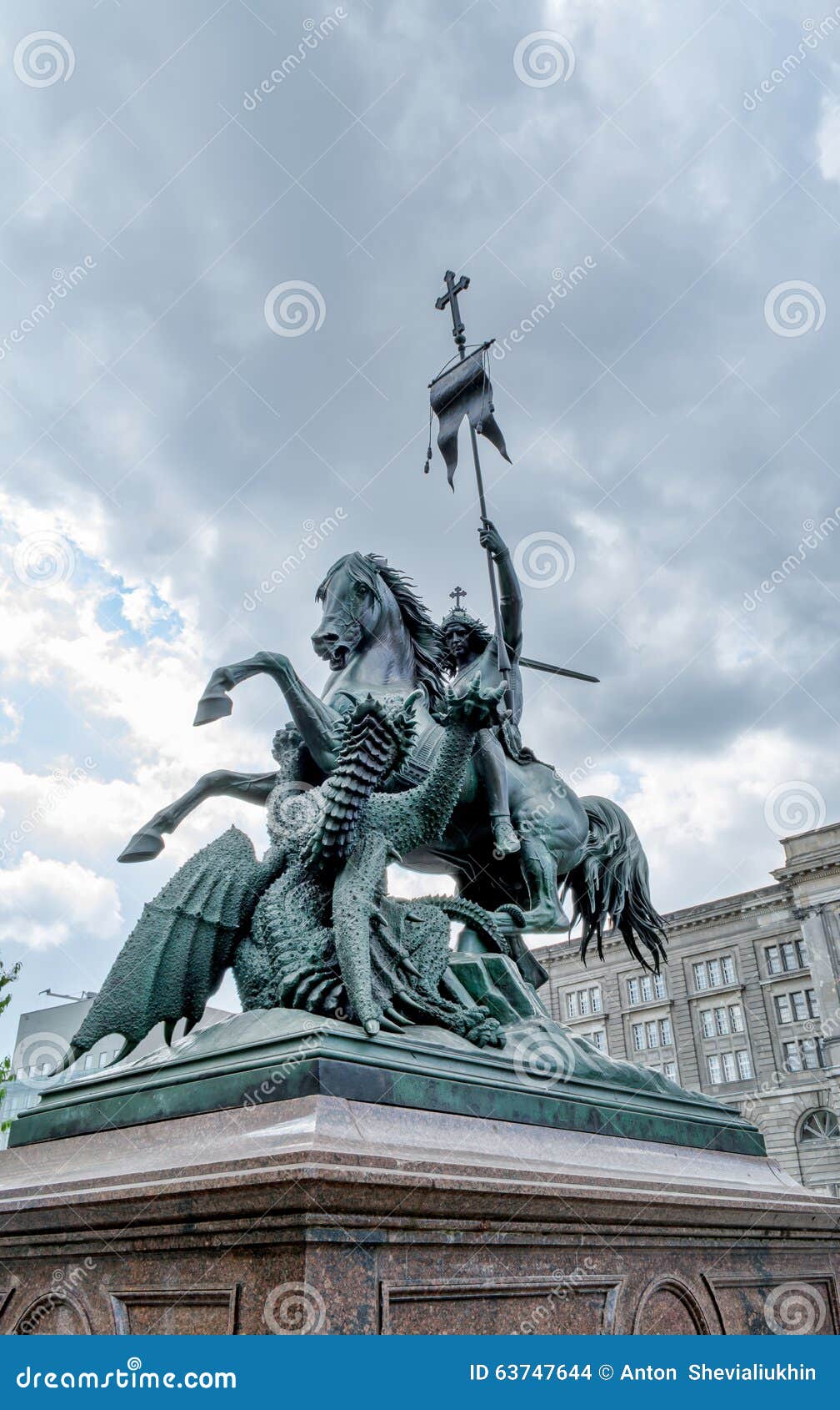 Statue of St. George Fighting the Dragon in Berlin Stock Photo - Image ...