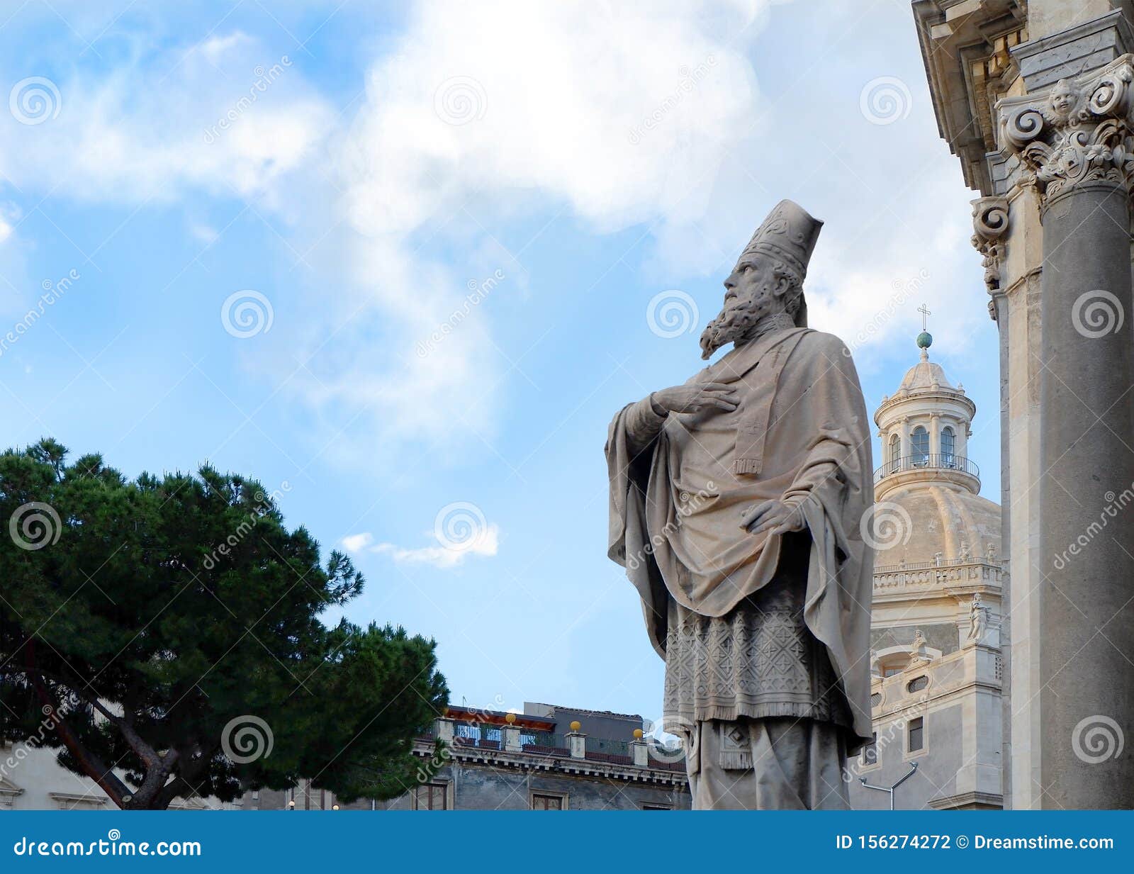 The Statue of St. Jacob in Front of Basilica Di Sant`Agata. Stock Photo ...