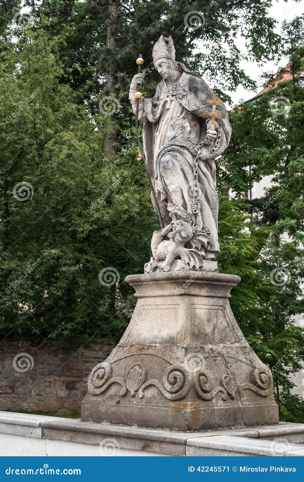 Statue of St. Procopius in Telc Stock Image - Image of catholicism ...