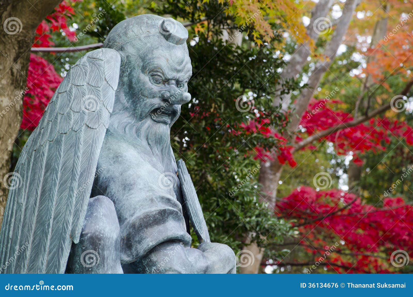 Statue of Tengu stock photo. Image of fall, craft, asiatic - 36134676