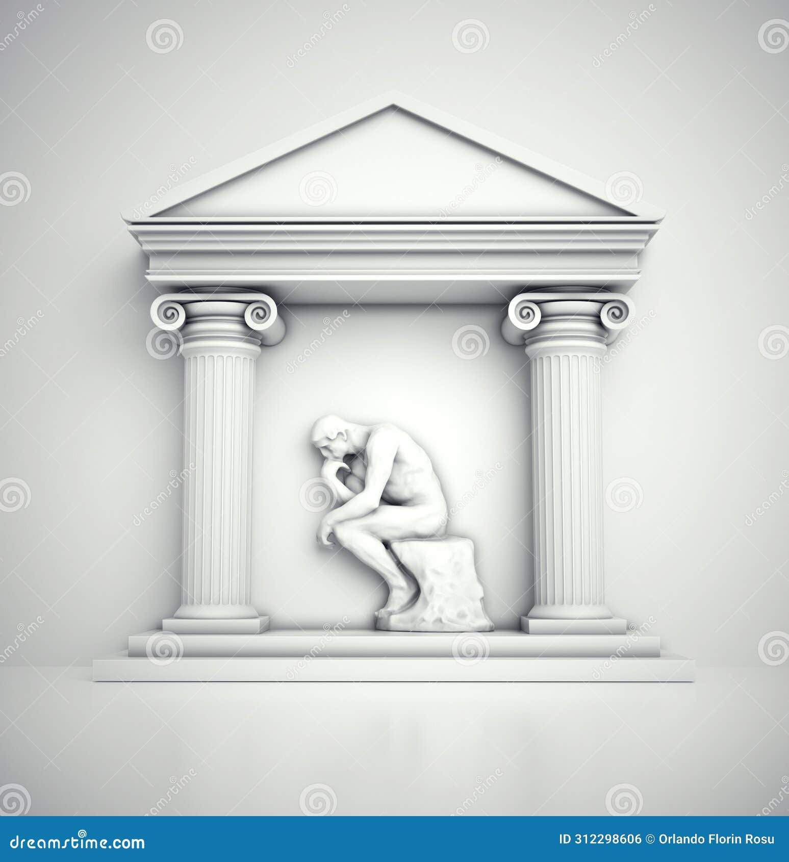 The Statue of the Thinker Under the Roman Building Stock Illustration ...