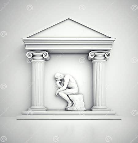 The Statue of the Thinker Under the Roman Building Stock Illustration ...