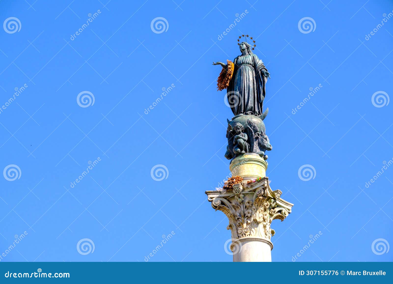 Top of the Column of the Immaculate Conception in Rome Stock Photo ...