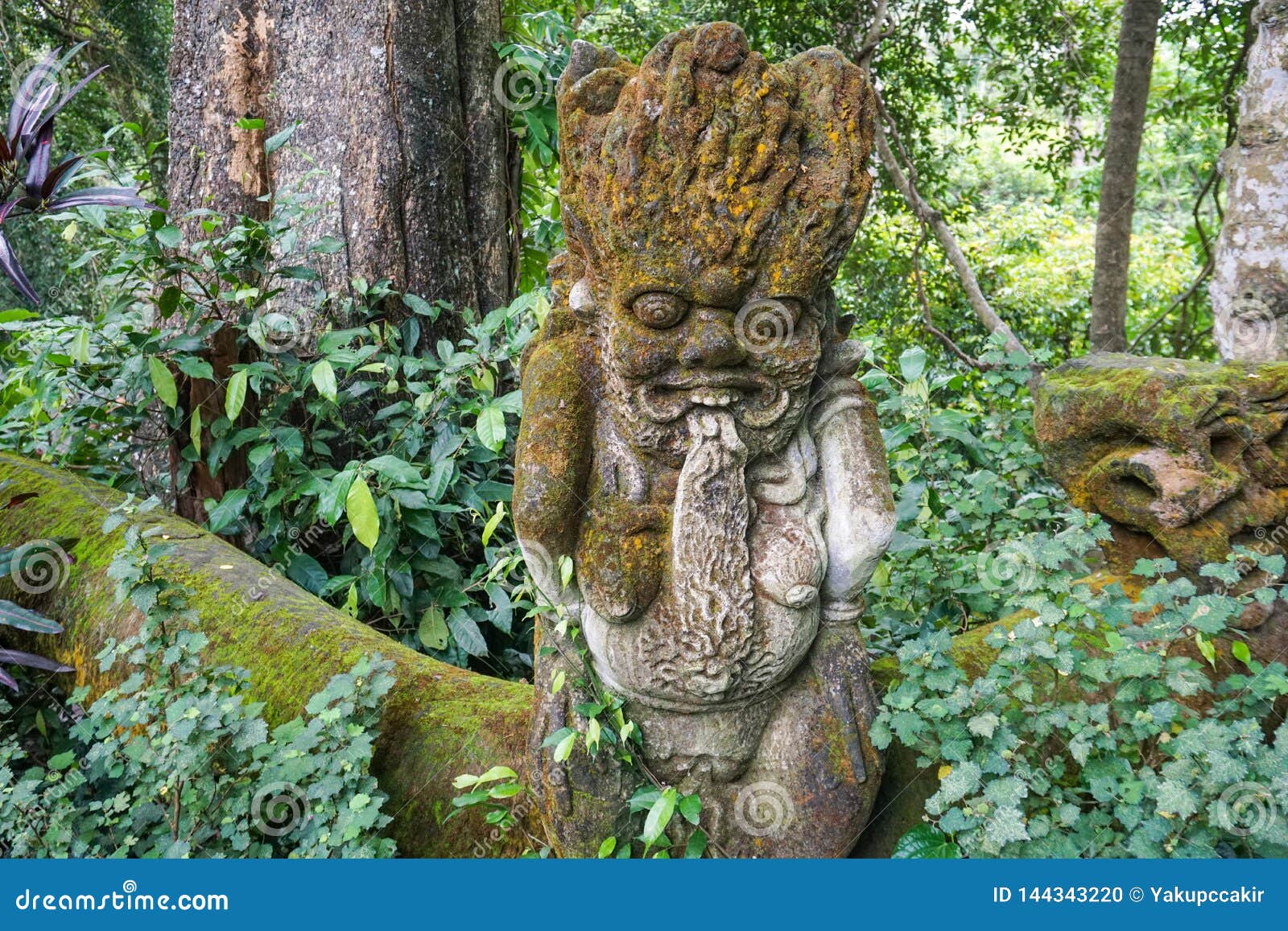 The Statue in Ubud Monkey Forest Covered by Moss, Bali Island ...