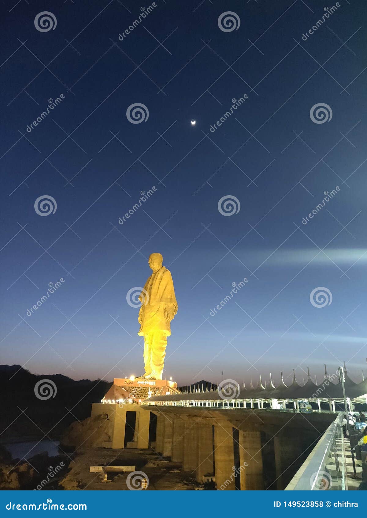 Statue of unity at night stock photo. Image of lightedup - 149523858