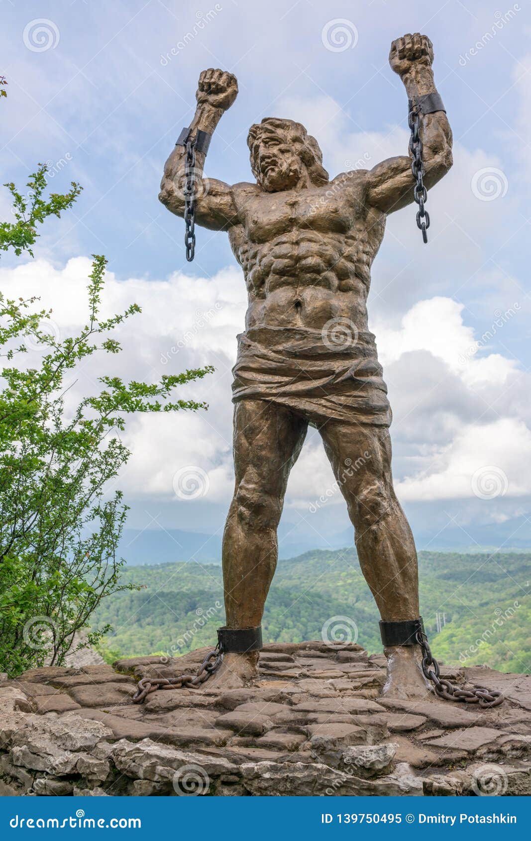 Statue Von PROMETHEUS Eine Kette Auf Einen Berg Brechend Stockbild ...