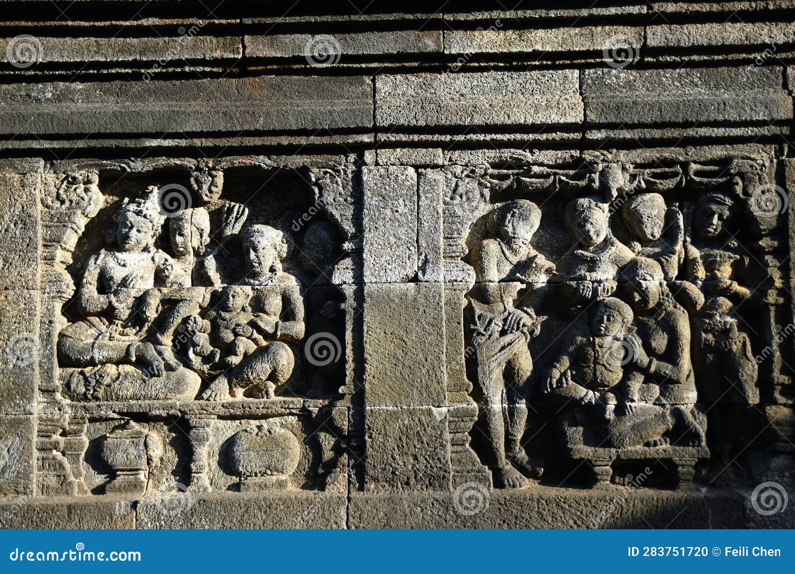 Statue Wall of Borobudur Temple, Java, Indonesia Stock Photo - Image of ...