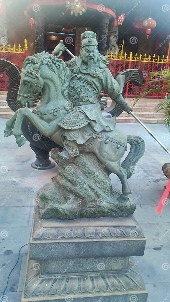 Statue of the War General Guan Yu Stock Image - Image of rock, statue ...