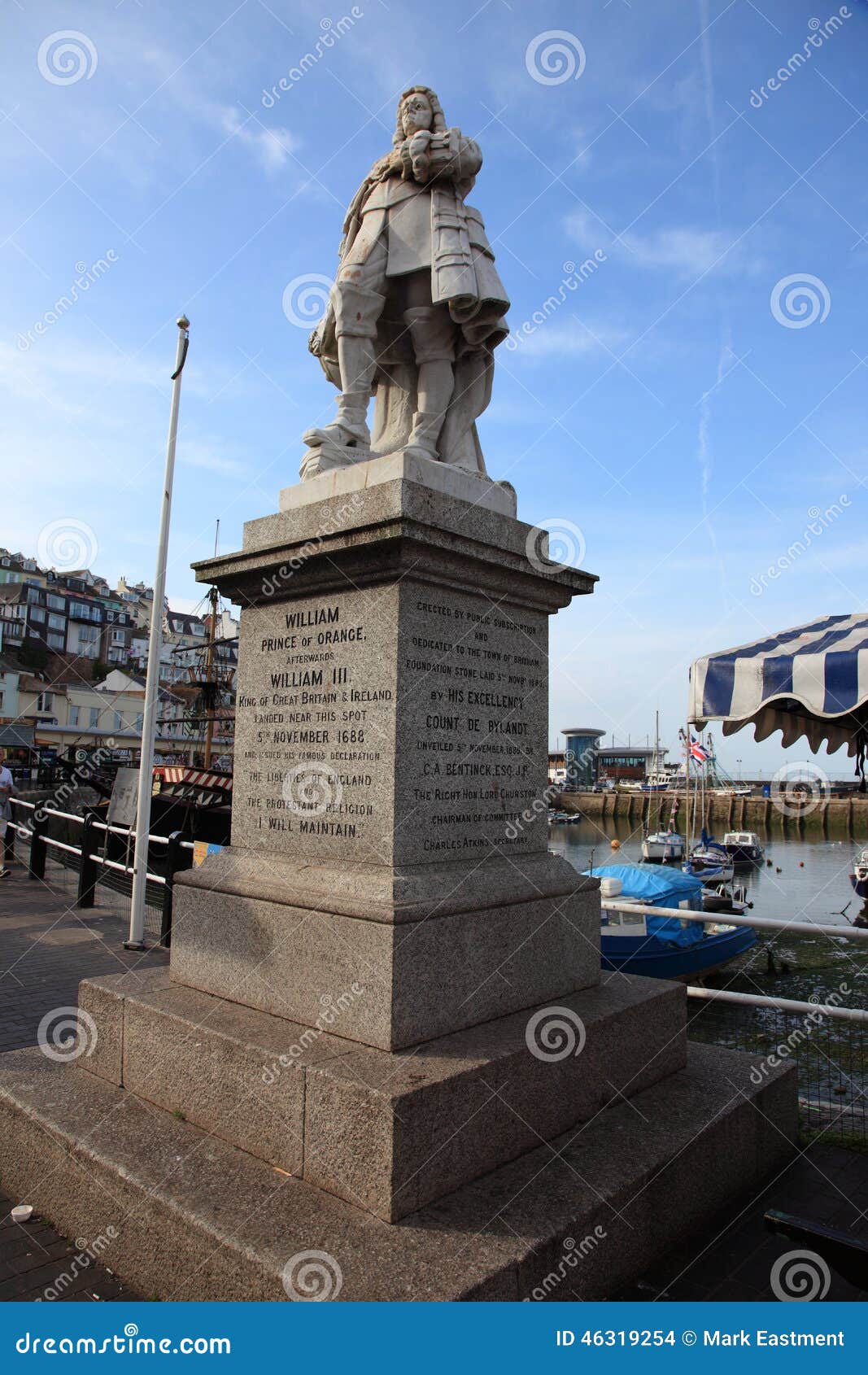 Statue of William of Orange in Brixham, Devon Stock Photo - Image of ...