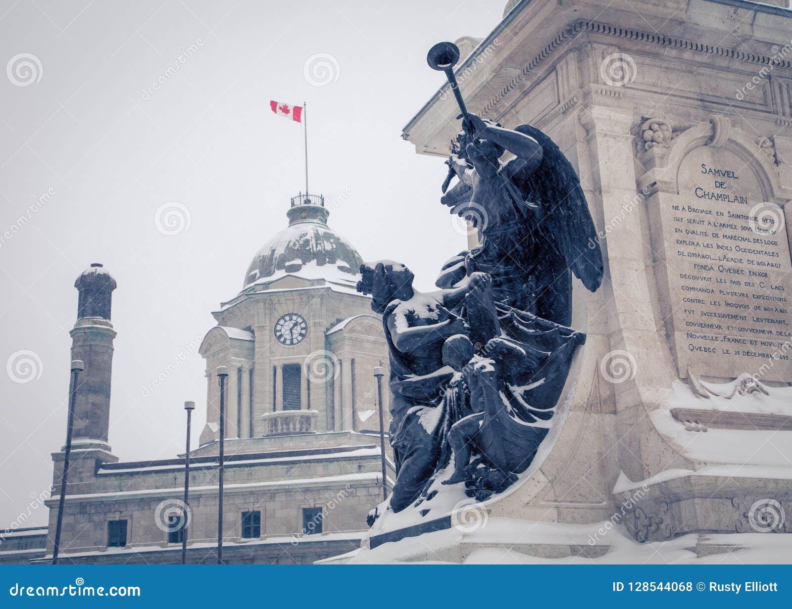 Statue in Quebec City stock photo. Image of city, january - 128544068