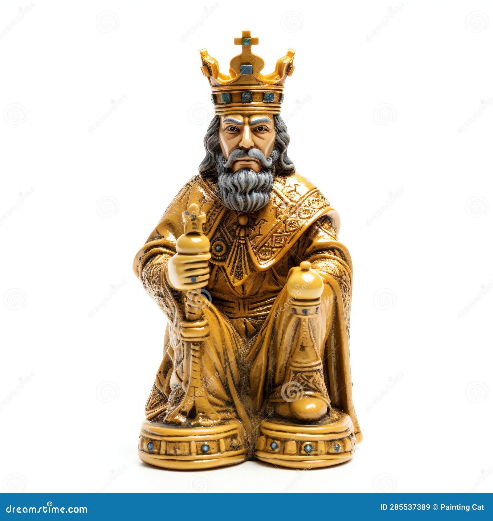 Statue of the Wise King Isolated on White Background Stock Illustration ...