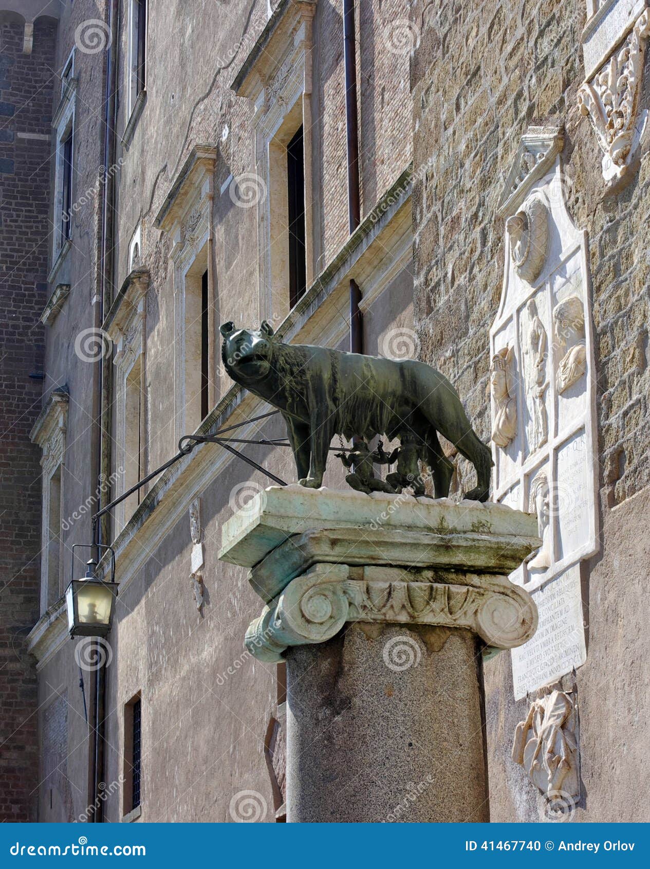 Statue she-wolf with Romulus and Remus on Place of Foundation of Rome ...