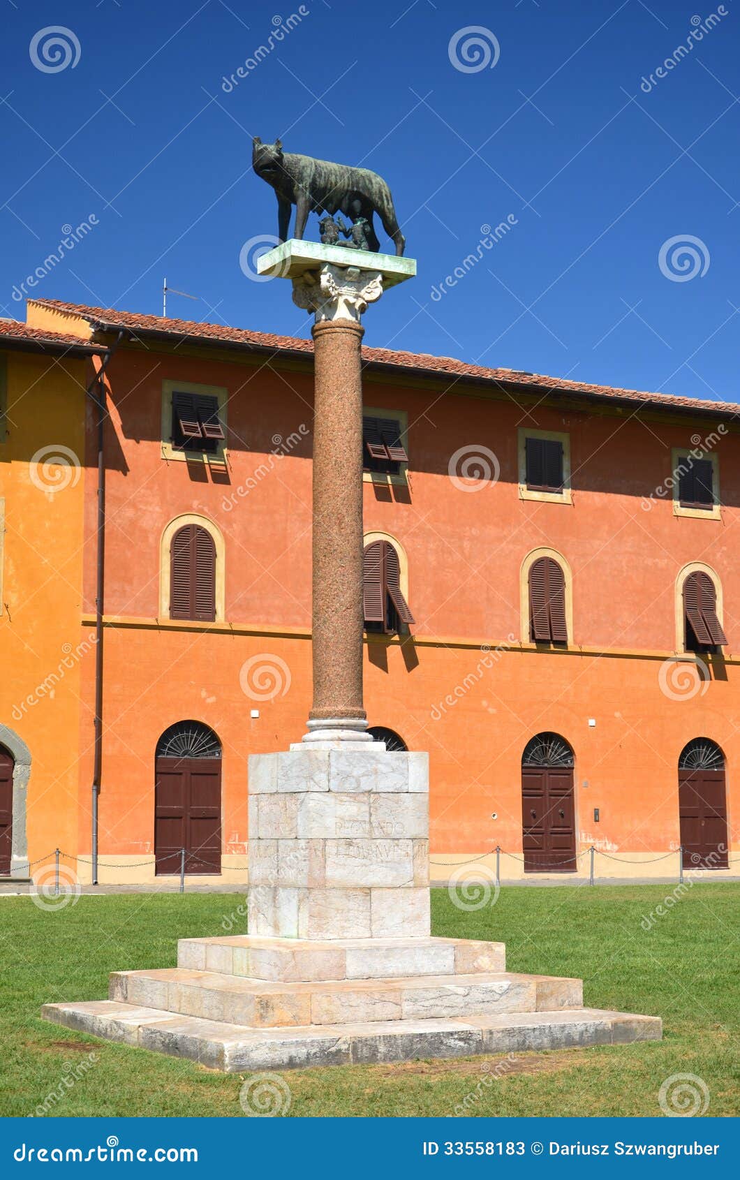 The Statue of she-wolf on Square of Miracles in Pisa, Italy Stock Image ...