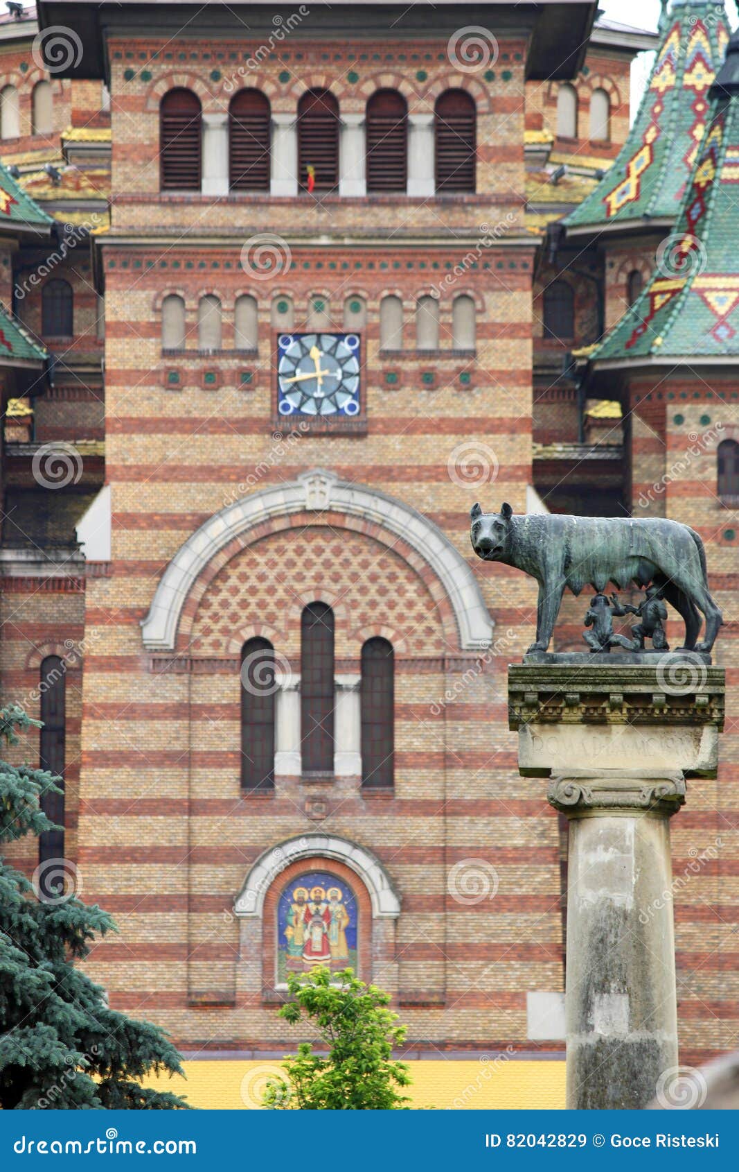 Statue with Wolf Symbol of Timisoara Stock Image - Image of religious ...