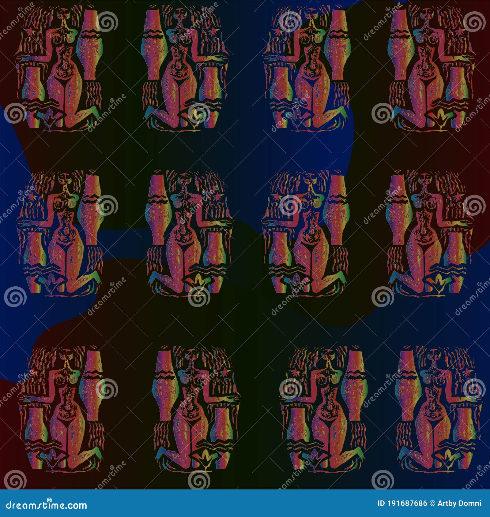 Statue Woman Repeating Pattern in Dark Colors Stock Vector ...