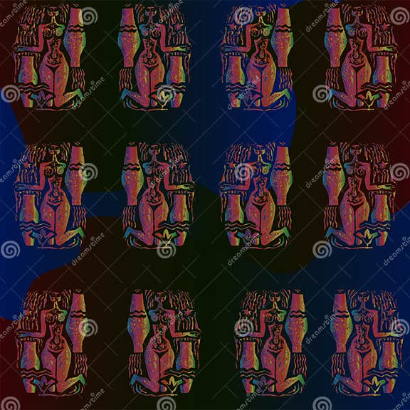 Statue Woman Repeating Pattern in Dark Colors Stock Vector ...