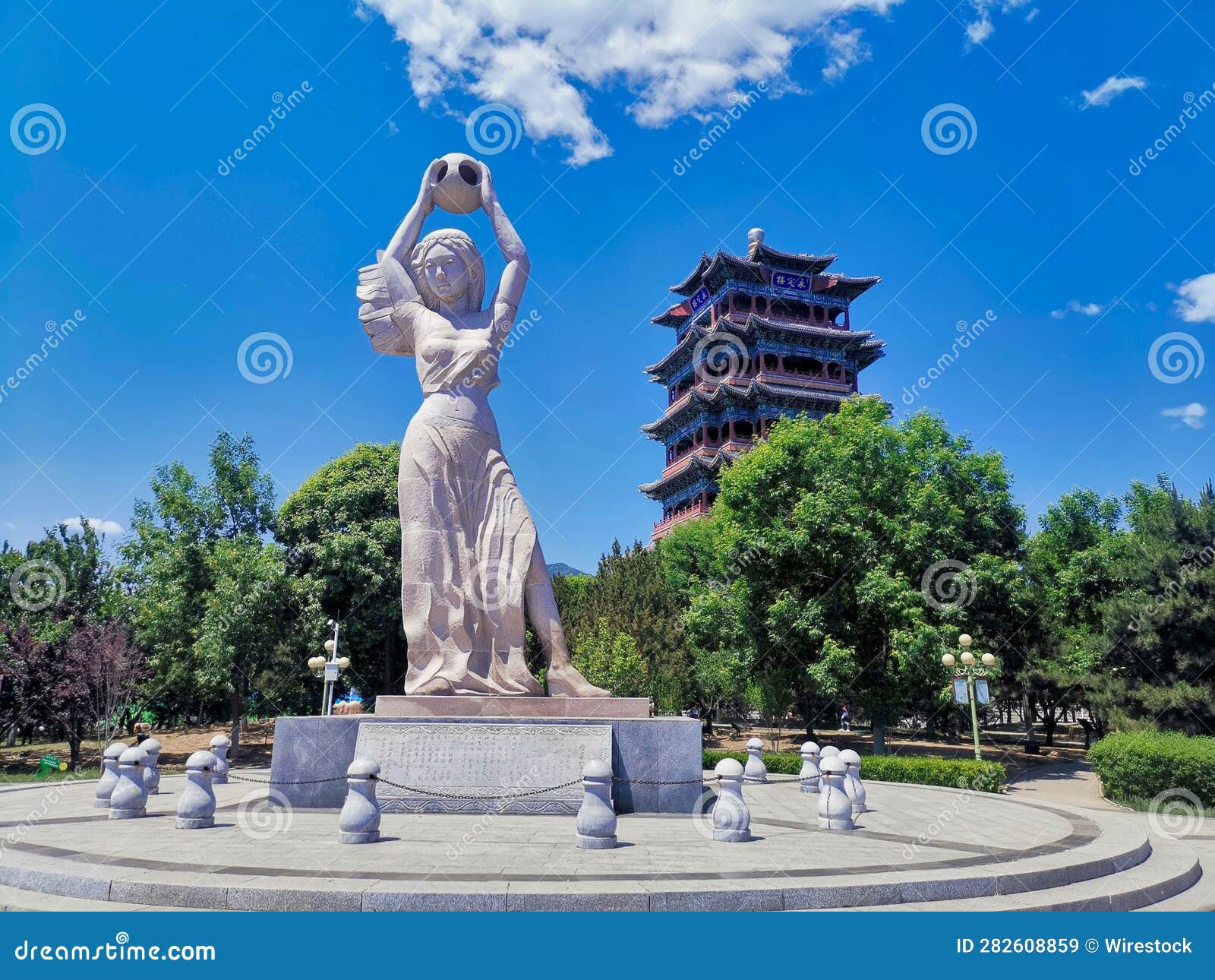 Statue of Yongding Tower and Yongding River Mother in Mentougou ... Statue of Yongding Tower and Yongding River Mother in Mentougou ...
