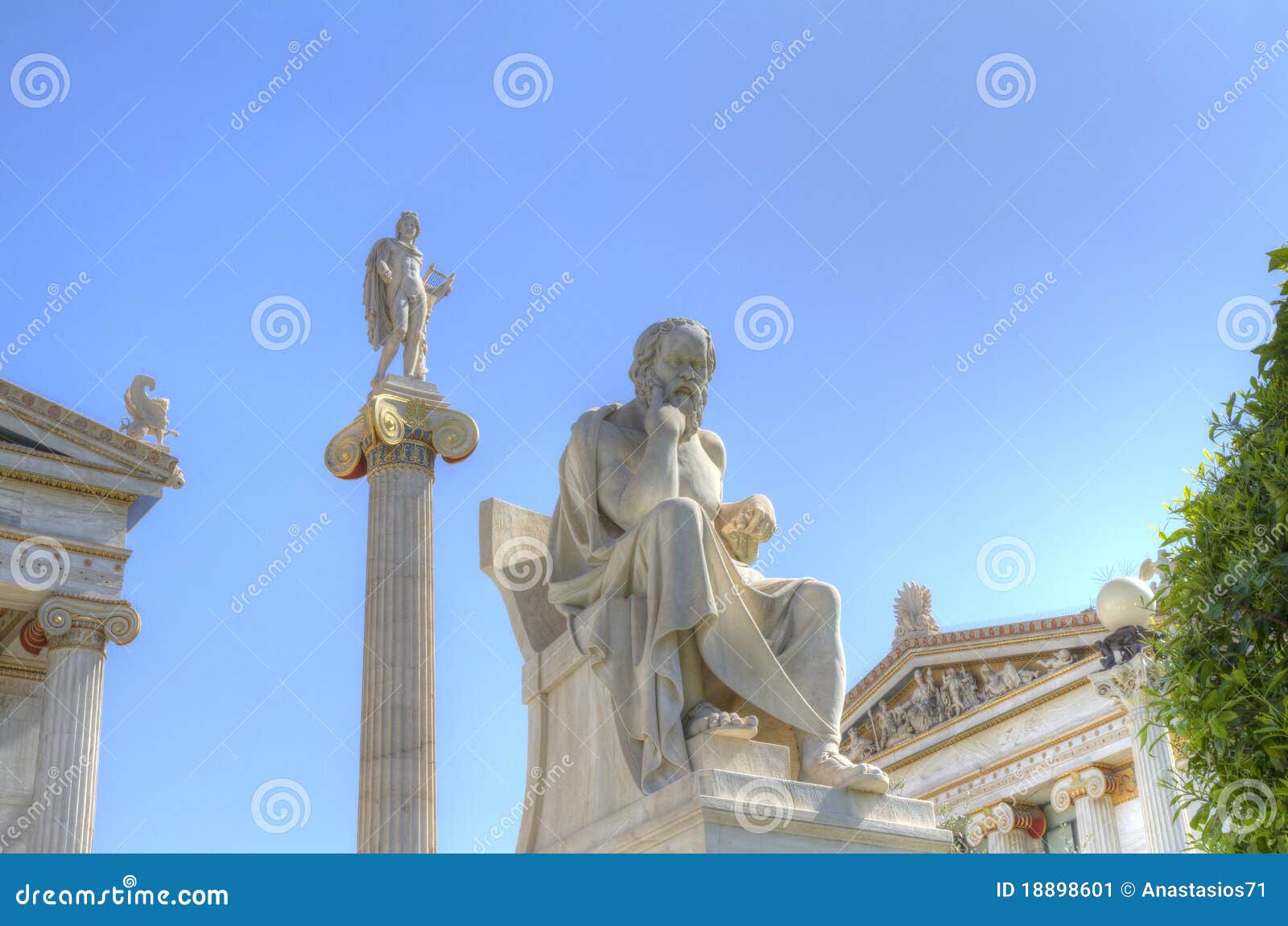 Statues of Apollo and Socrates Academy of Athens Stock Image - Image of ...