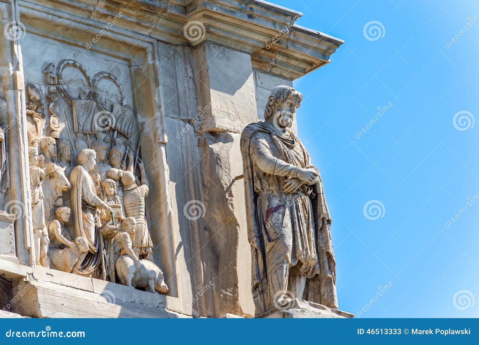 Statues on the Arch of Constantine in Rome, Italy Stock Image - Image ...