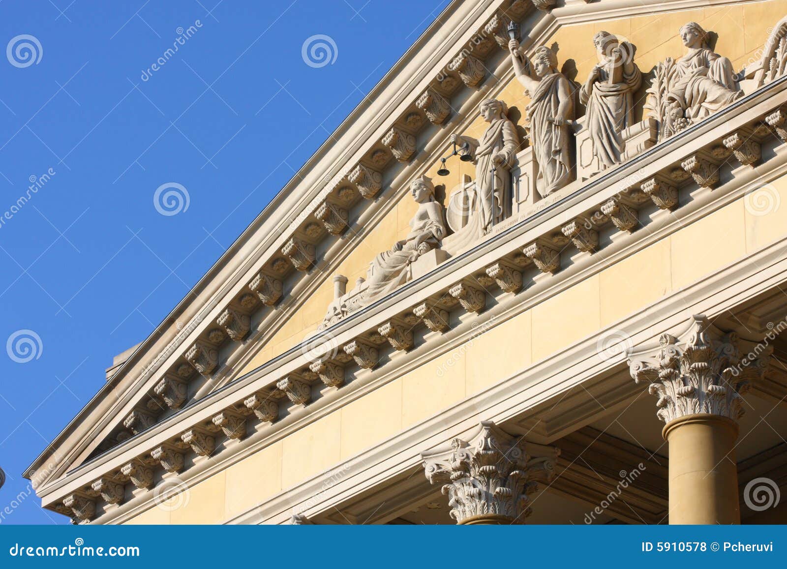 Statues on building stock photo. Image of greco, blue - 5910578