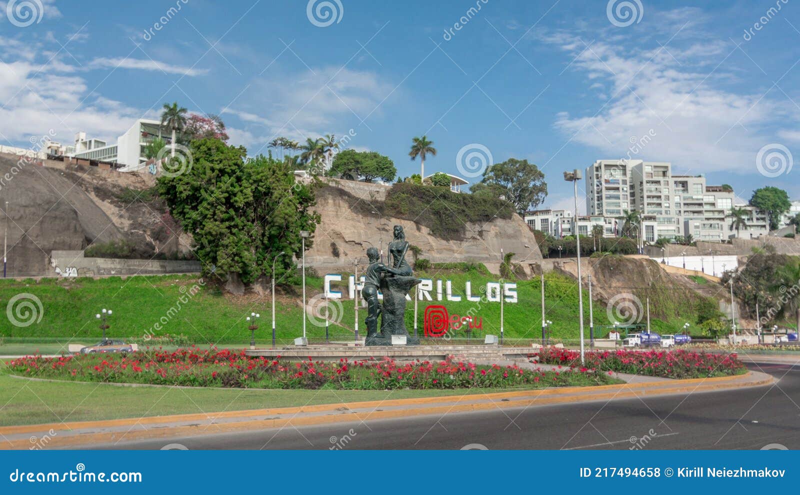 Statues in Chorrillos Park Timelapse Hyperlapse View from the Beach in ...
