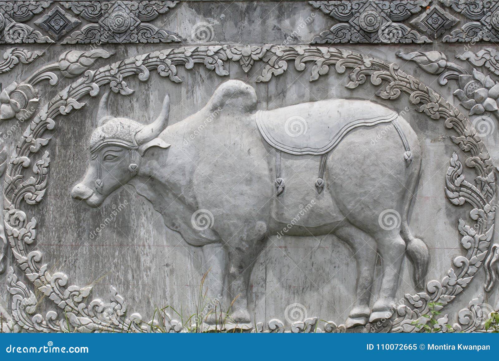 The Statues of Cow is in the Temple. Stock Image - Image of angel ...