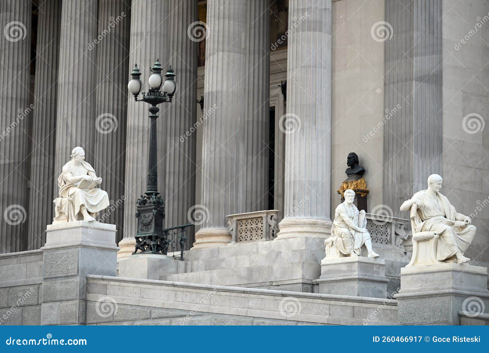 Statues in Front of the Austrian Parliament Stock Image - Image of ...