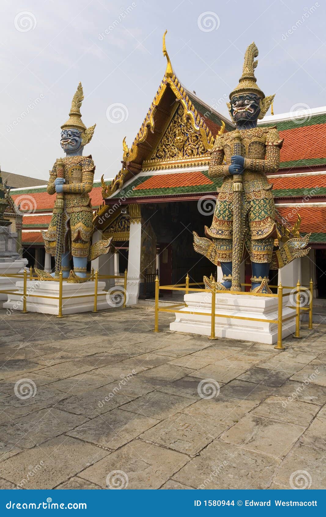 Statues Guarding Temple Door Stock Photo - Image of doorway, entrance ...