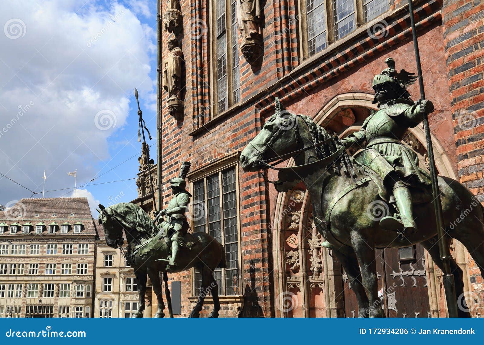 Statues of Medieval Knights in Bremen, Germany Stock Photo - Image of ...